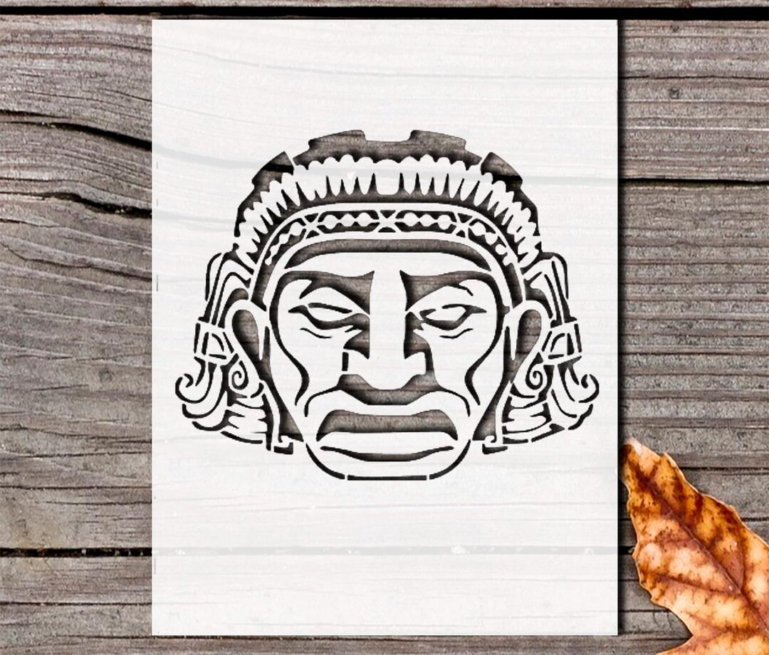 Aztec Mask Stencil - Reusable Plastic Template for DIY Projects ...