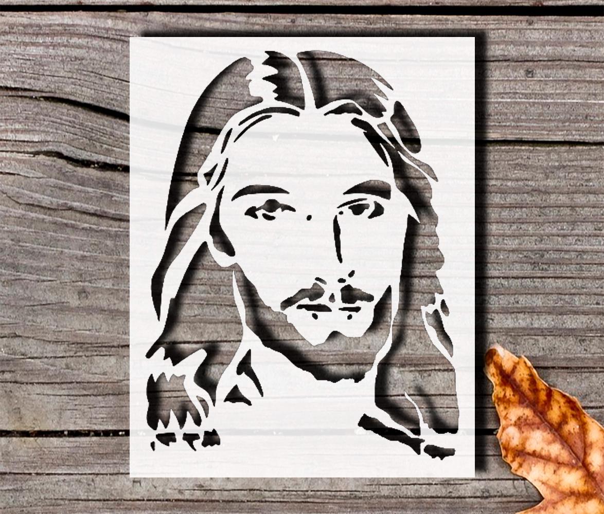 Jesus Christ Face Stencils for Painting 8.5 X 11 Inch – Reusable Plastic Template for Crafts ...