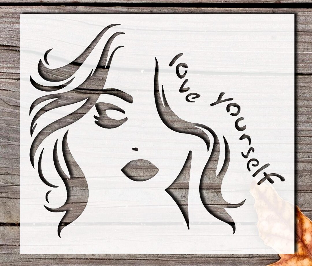Love Yourself Stencil - Girl Empowerment Template for Motivational Wall ...