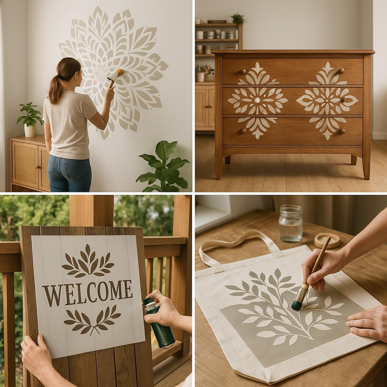 Reusable Floral Strawberries Stencil Template for Wall Art DIY Crafts ...