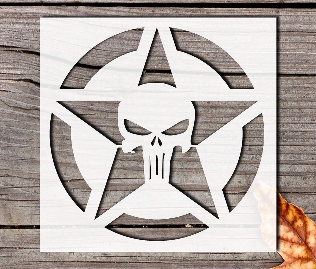 Punisher Skull Tribal Art Stencil - Reusable Mylar Template for Wall ...