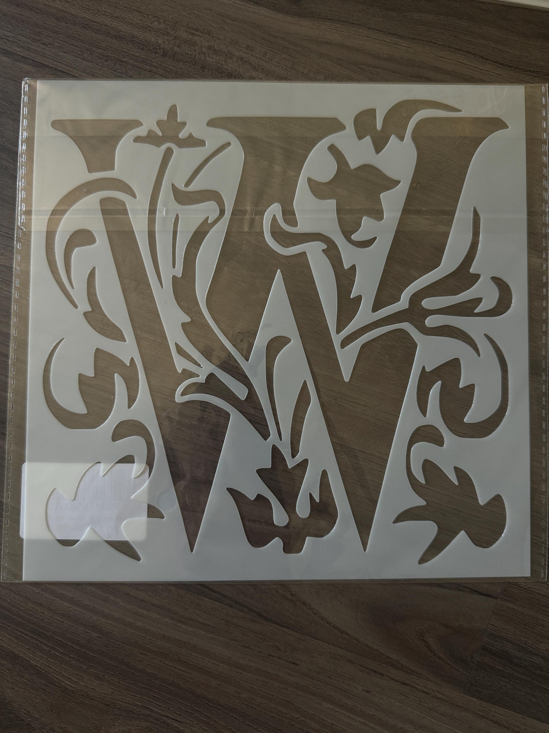 Large Letter W With Patterns Stencil for Painting, Plastic Reusable 8l ...