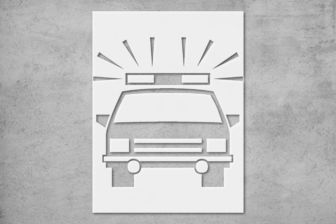 Police Car Stencil Template Reusable - Fun Design for Kids Room Decor ...