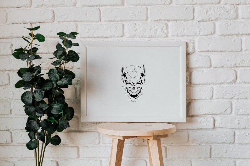 Demon Logo Stencil Template - Reusable Plastic Stencil for Wall Art DIY ...