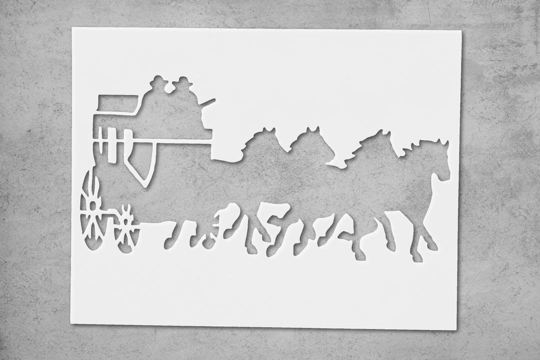 Stagecoach With Horses Stencil Template Reusable - Western Decor, DIY ...