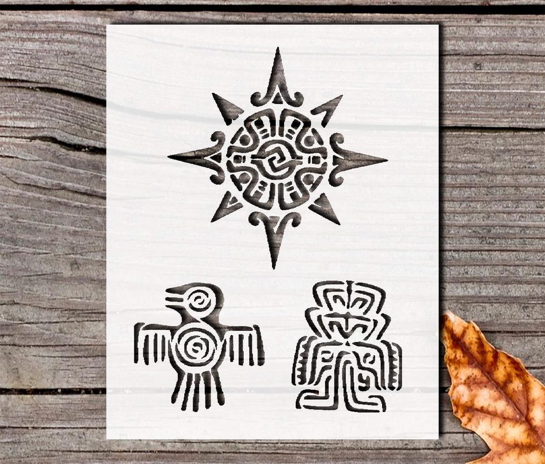 Mayan Aztec Symbol Stencil Template - Reusable Plastic Craft Tool for ...