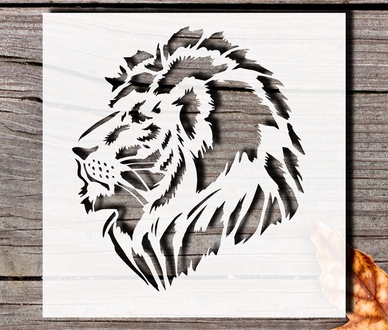 Lion Head Stencils for Painting, 10 X 10 Inch, Reusable Plastic ...