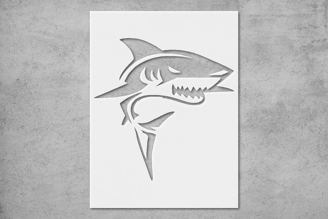 Shark Safari Predator Stencil Template Reusable - Wild Wall Art, DIY ...