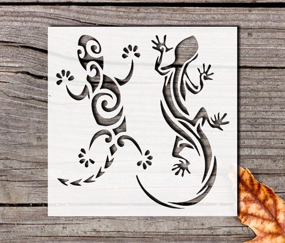 Majestic Tribal Lizard Stencil Template for DIY Crafts Reusable Wall ...