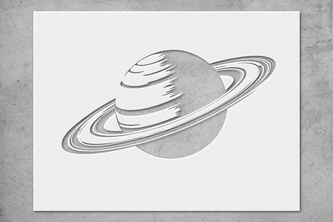Saturn Stencil Template Reusable - Black and White Design for DIY Decor ...