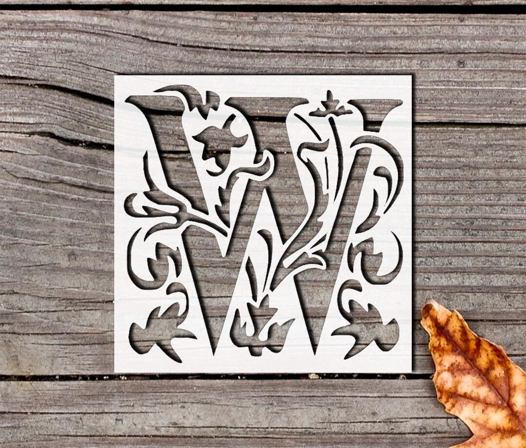 Large Letter W With Patterns Stencil for Painting, Plastic Reusable 8l ...