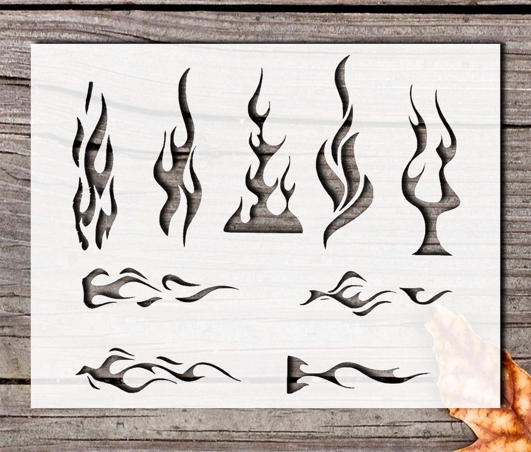 Flame Stencil for Painting - Tribal Fire Design, Pinstripe Template for ...