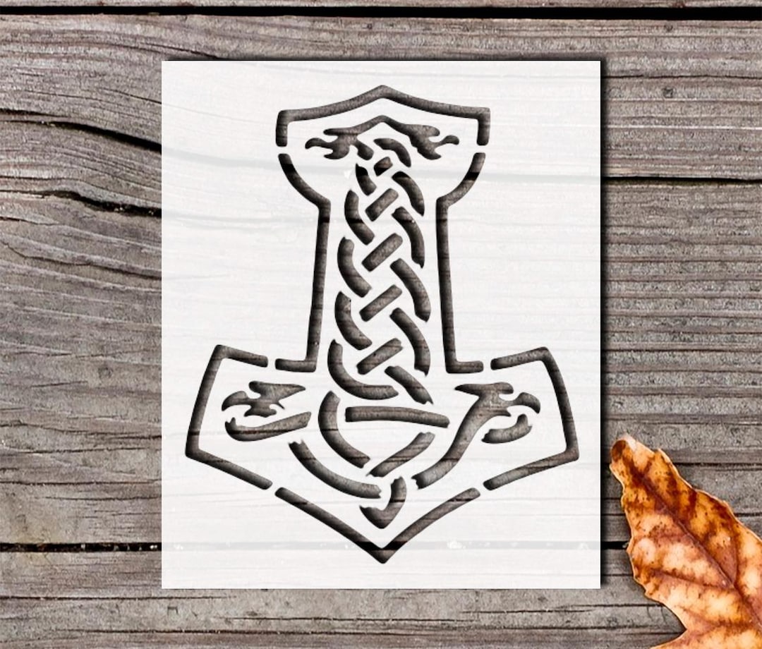 Viking Mjolnir Stencil - Reusable Plastic Template for Wall Art, Crafts ...
