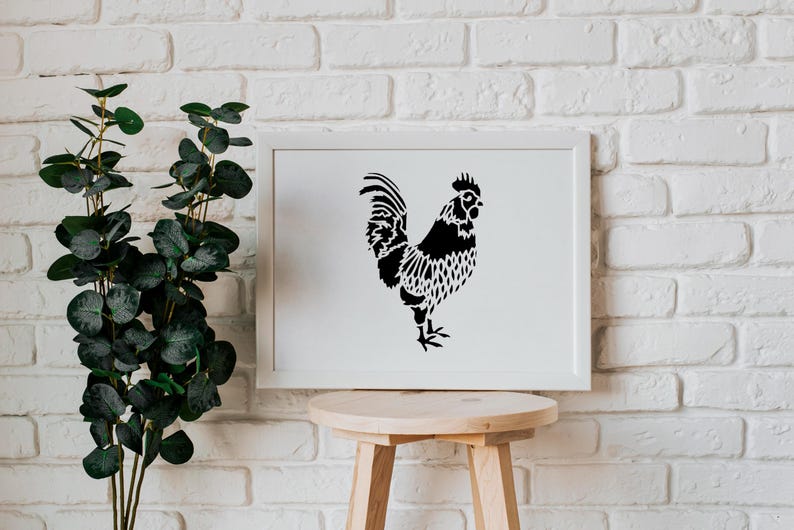 Rooster Stencils for Painting - 8.5 X 11 Inch Reusable Plastic Template for Crafts, Art, and ...
