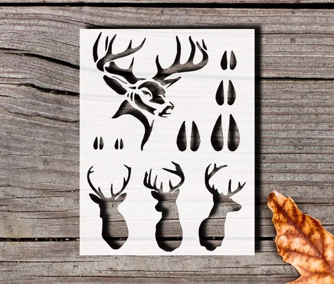 Hunting Buck Head & Deer Tracks Stencils for Painting 8.5x11 Inch ...