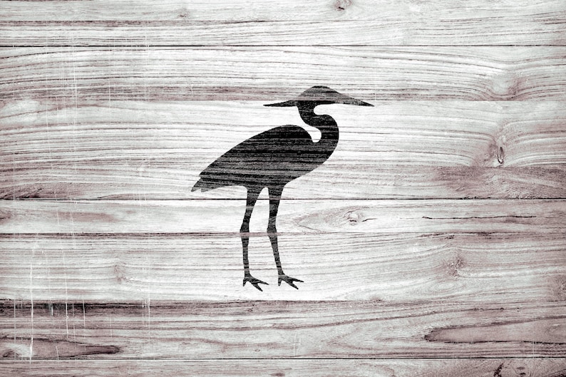 Majestic Floral Style Heron Design Stencil Template - Reusable Wall Art ...