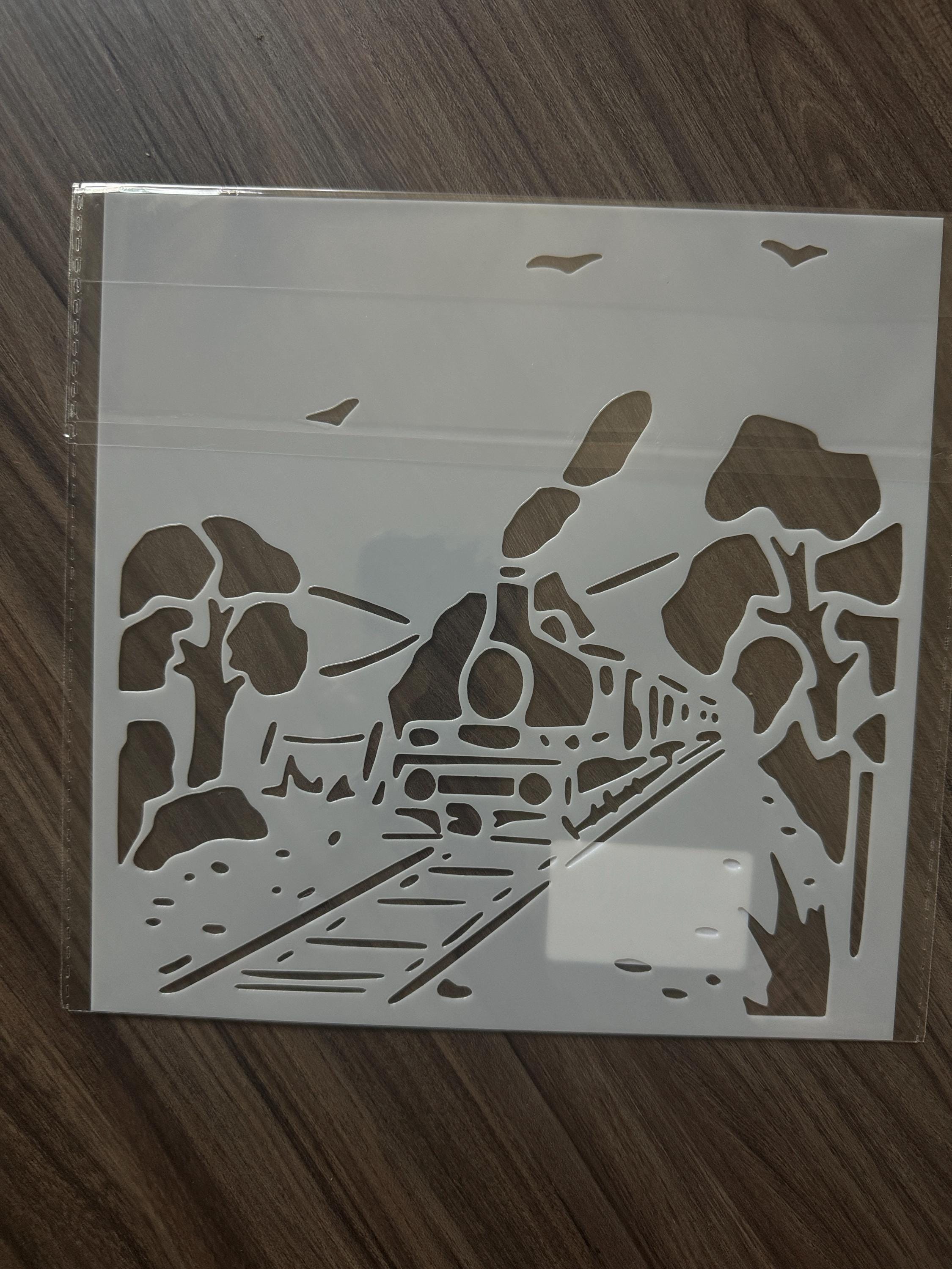 Train Railway Stencil for Painting – 8" X 8" Reusable Plastic Template ...