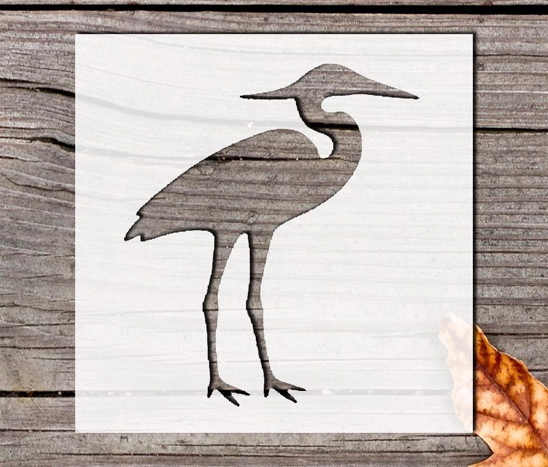 Majestic Floral Style Heron Design Stencil Template - Reusable Wall Art ...