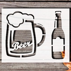 Beer Bottle Mug Glass Stencils for Painting 11 X 8.5 Inch – Reusable ...