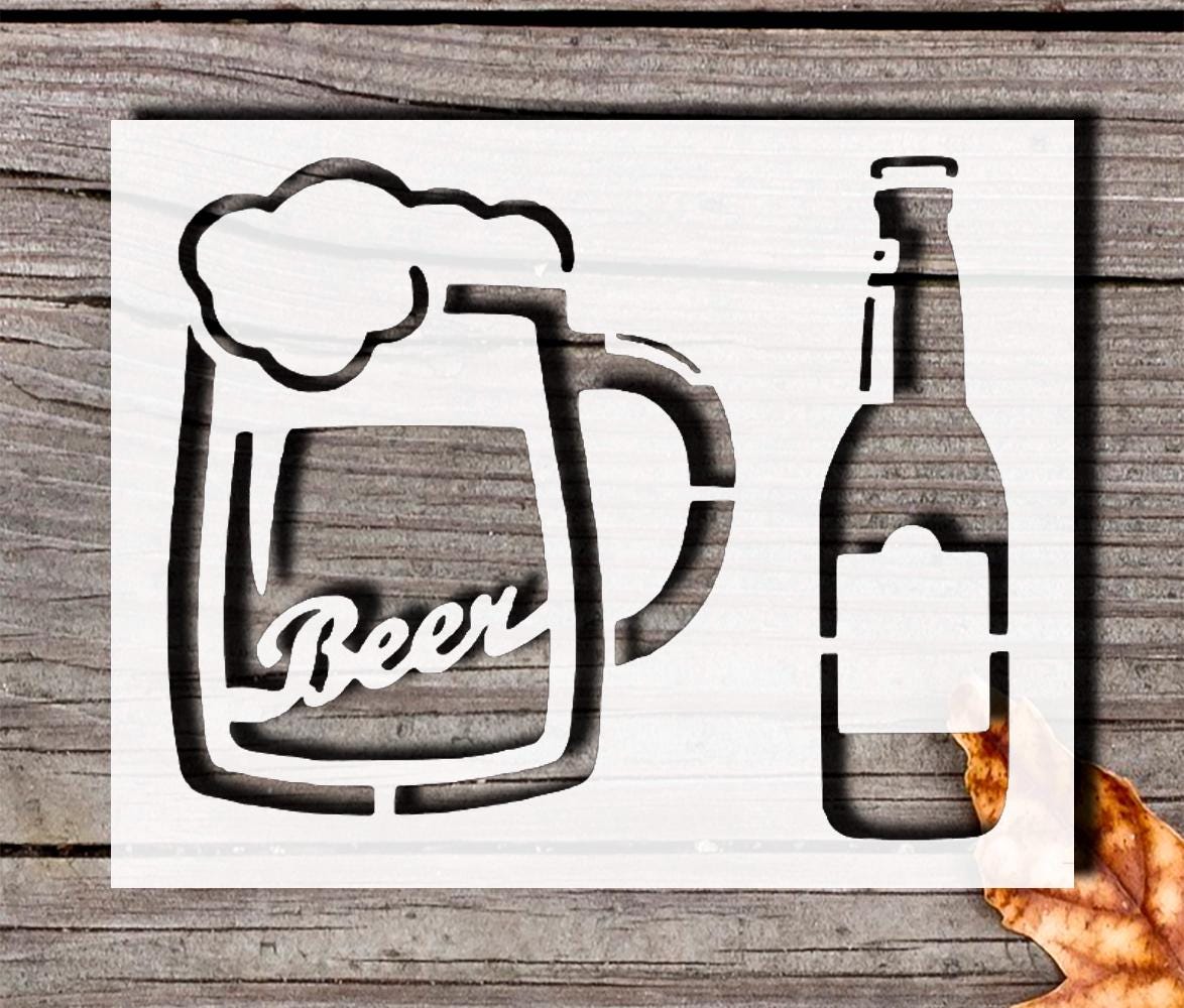Beer Bottle Mug Glass Stencils for Painting 11 X 8.5 Inch – Reusable ...