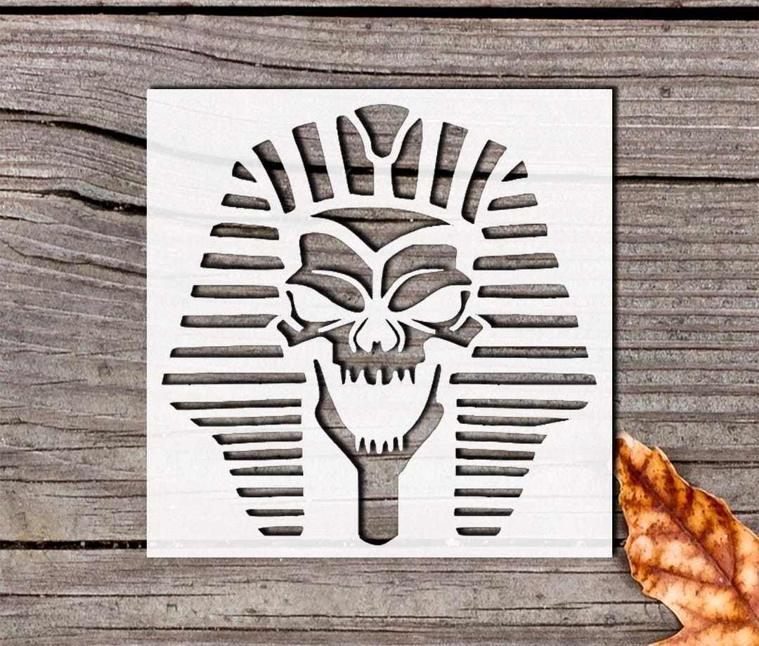 Egyptian Pharaoh Skull Skeleton Stencil for Painting, Plastic Reusable ...