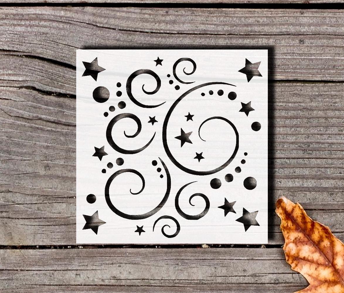 Stars and Swirls Stencils for Painting – Reusable Plastic Template for ...