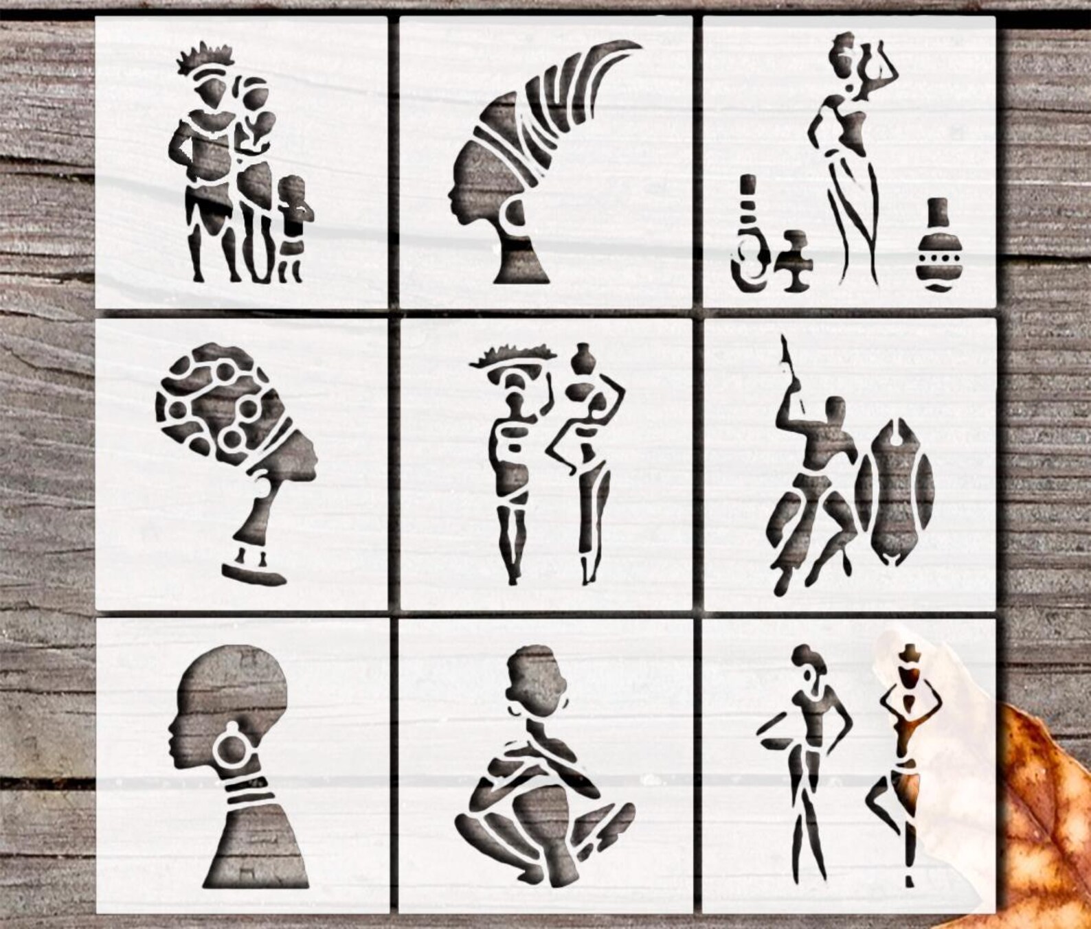 African Tribal Stencil Template - Majestic Wild Design for Reusable ...