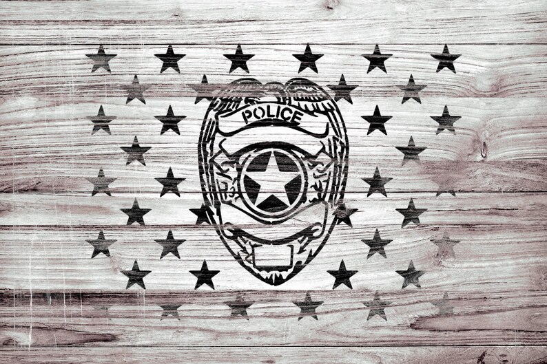 Police Badge & 50 Star Flag Stencils for Painting 11x8.5 Inch Reusable ...