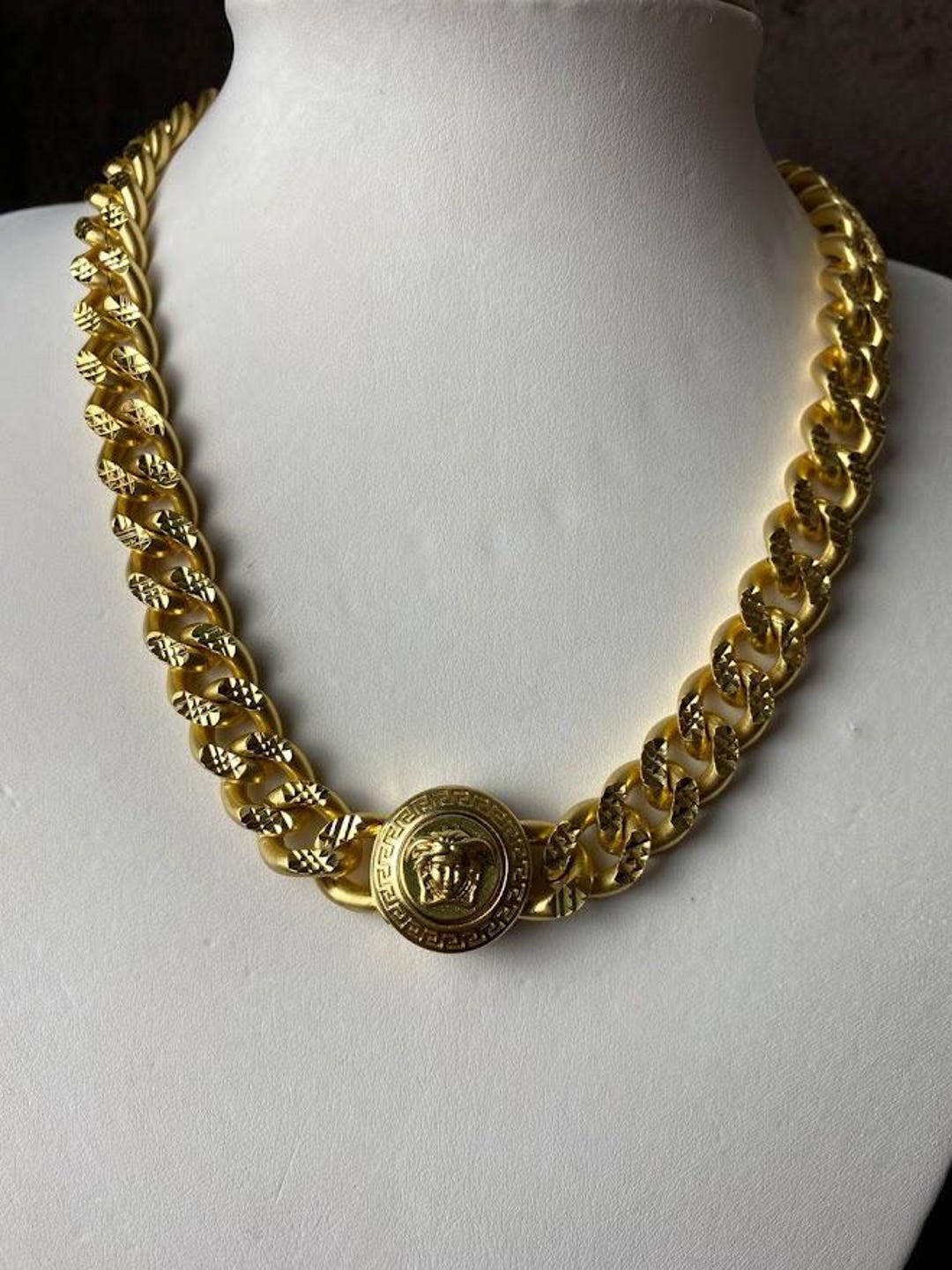 Vintage Versace Gold Finish Elegant Chain Necklace Pendant Antique ...