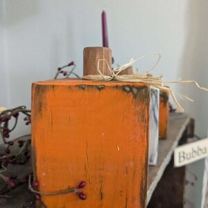 Wooden Block Pumpkins, Wooden Decor, Halloween, Handmade, Fall Decor ...