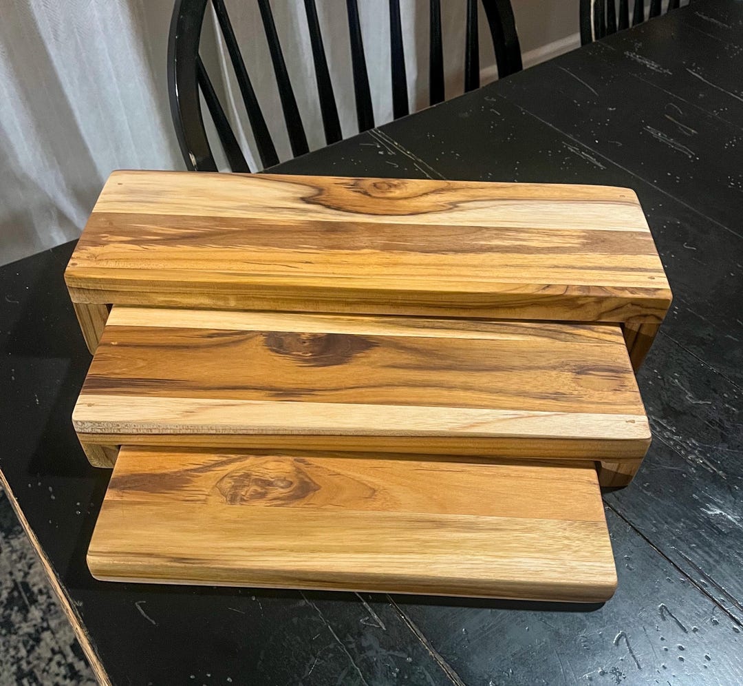 Handmade Teak Wood Three Tiered Charcuterie Board: Nesting Serving Tray - Etsy