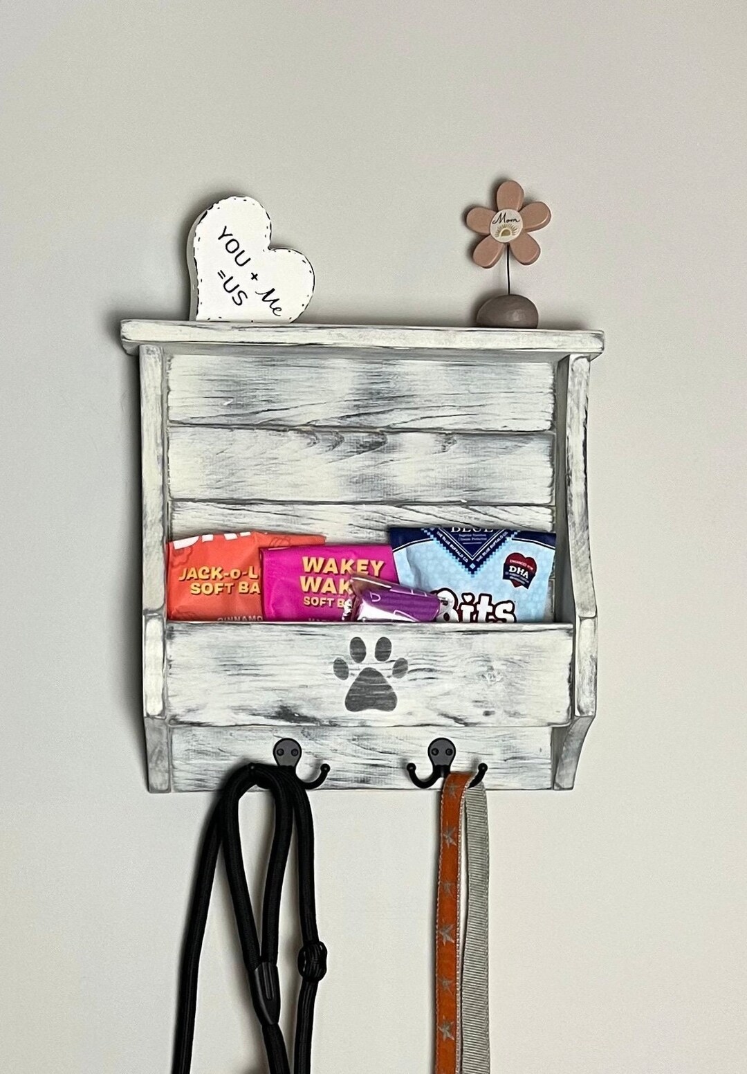 Handmade Wooden Dog Leash & Treat Holder: Pet Organizer - Etsy