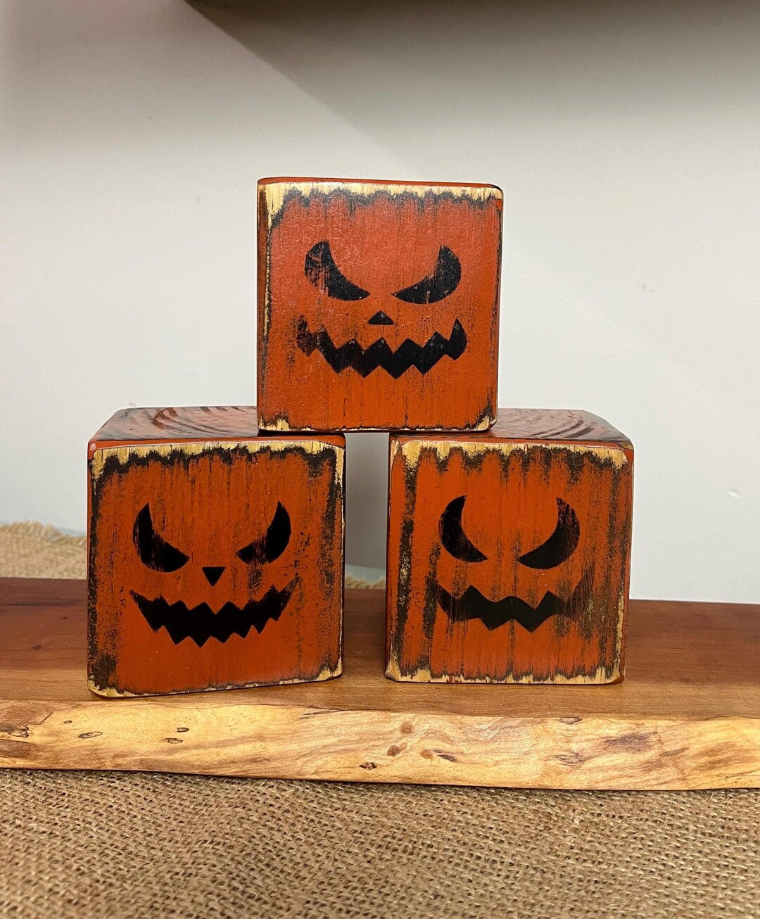 Halloween Blocks, Wooden Blocks, Spooky Blocks, Halloween Decor, Hutch ...