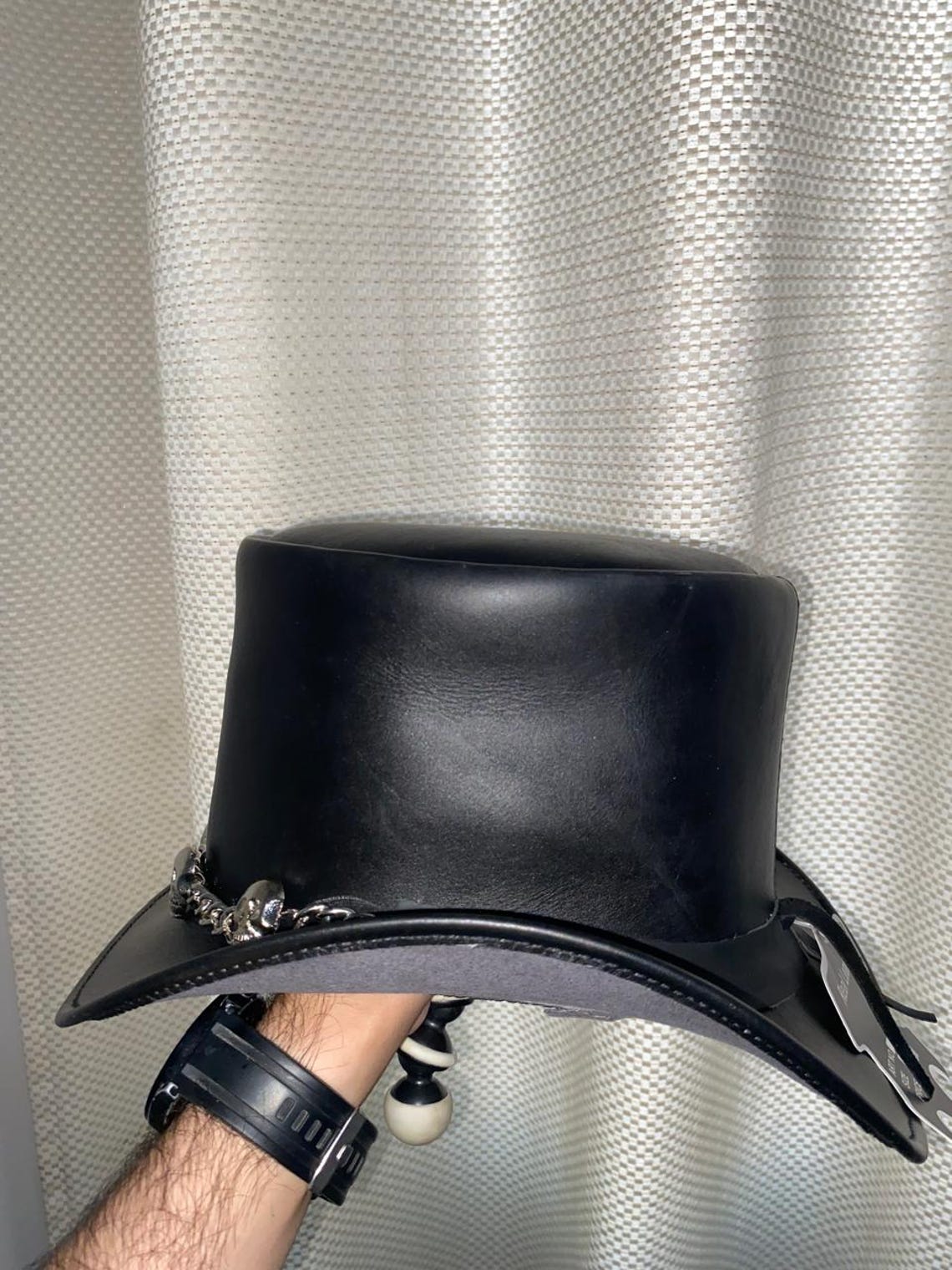 Black Leather Top Hat Steampunk Deadman El Dorado Style Handmade ...