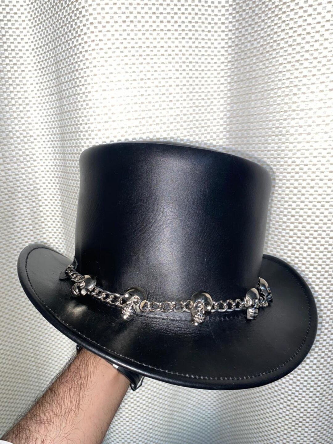 Black Leather Top Hat Steampunk Deadman El Dorado Style Handmade ...