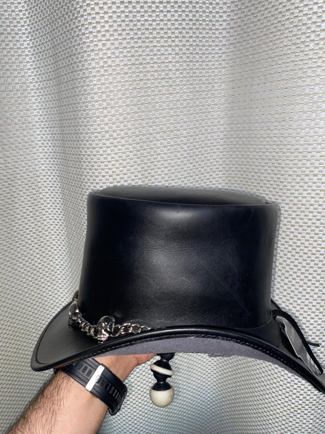 Black Leather Top Hat Steampunk Deadman El Dorado Style Handmade ...