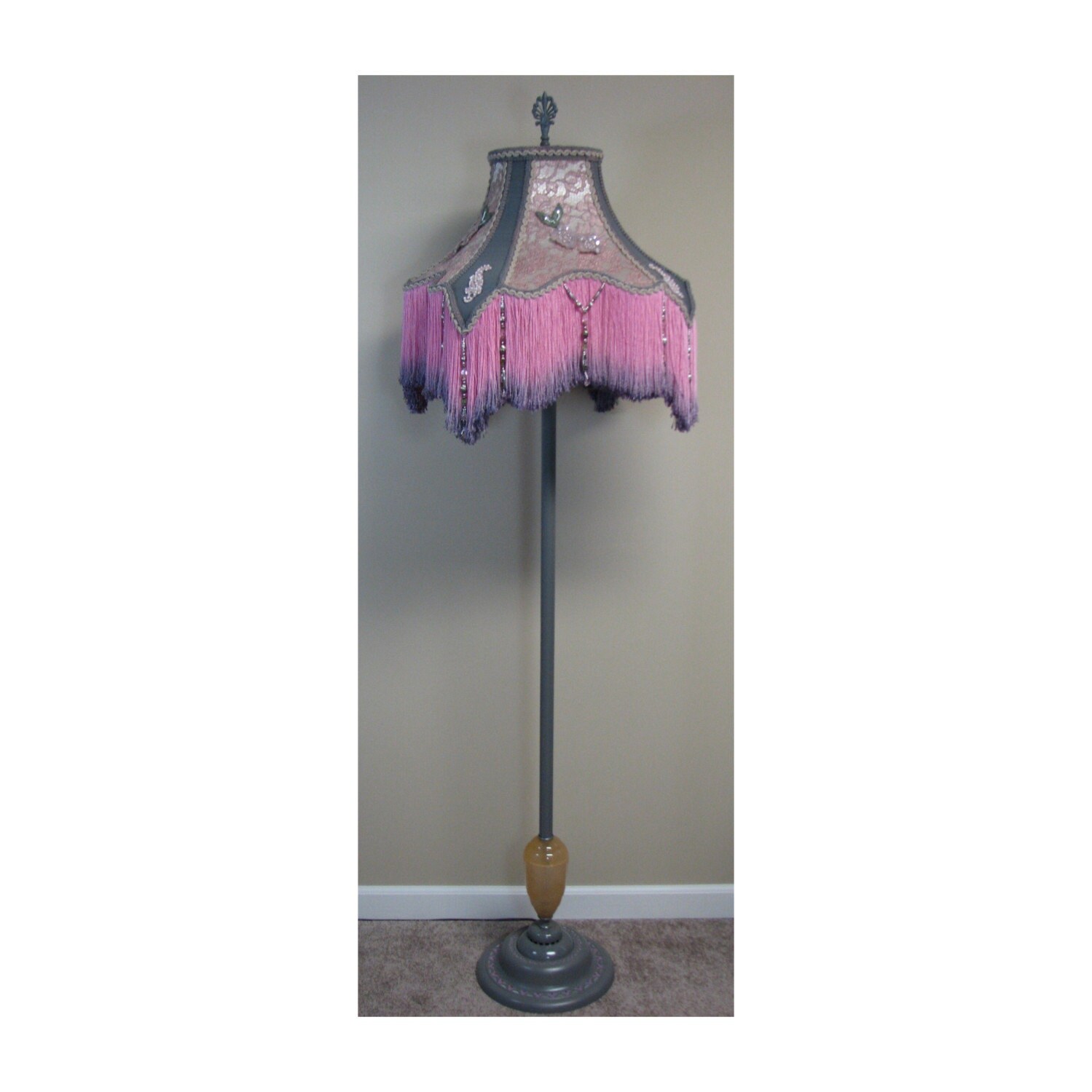 Vintage Floor Lamp With Victorian Lamp Shade Serendipity | Etsy