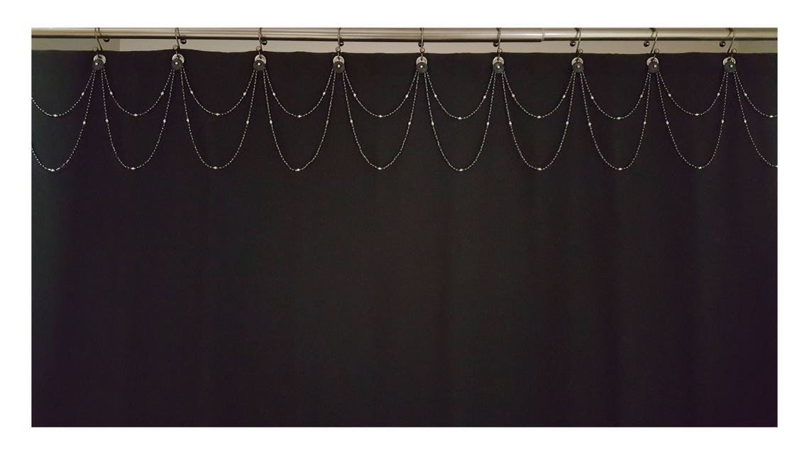 Beaded Shower Curtain Accent...double Swag..glass Beads - Etsy
