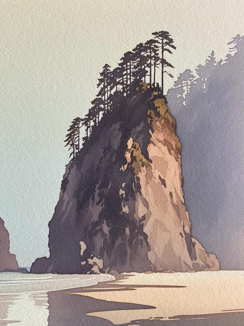 Japanese Woodblock Giclée Print: Shi Shi Beach Morning Seascape - Etsy