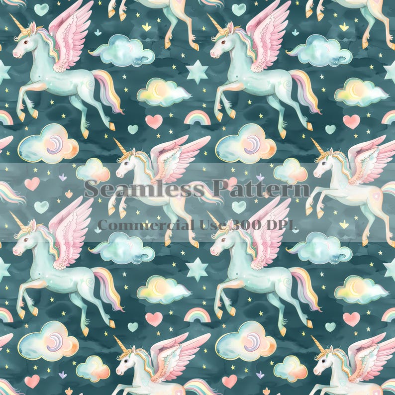 Unicorn Seamless Pattern Unicorn Digital Paper Commercial Use, Under ...