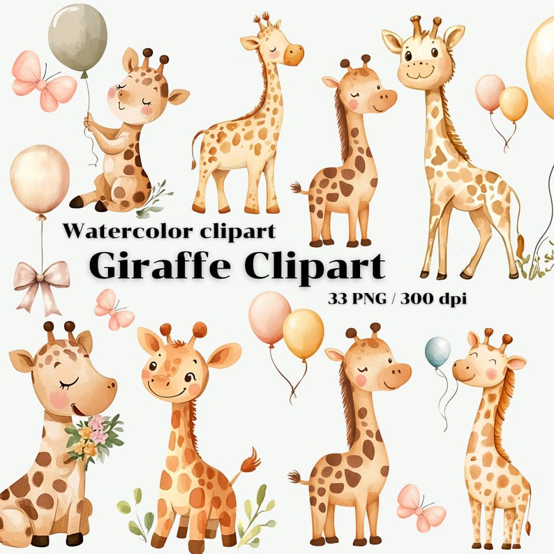 High-res Watercolor Giraffe Clipart, Cute Watercolor, 300 DPI/PNG - Etsy