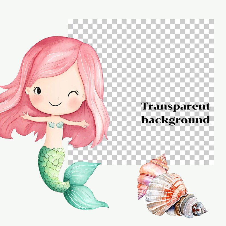 Watercolor Mermaid Clipart Set Watercolor Clipart Cute Baby Collection ...
