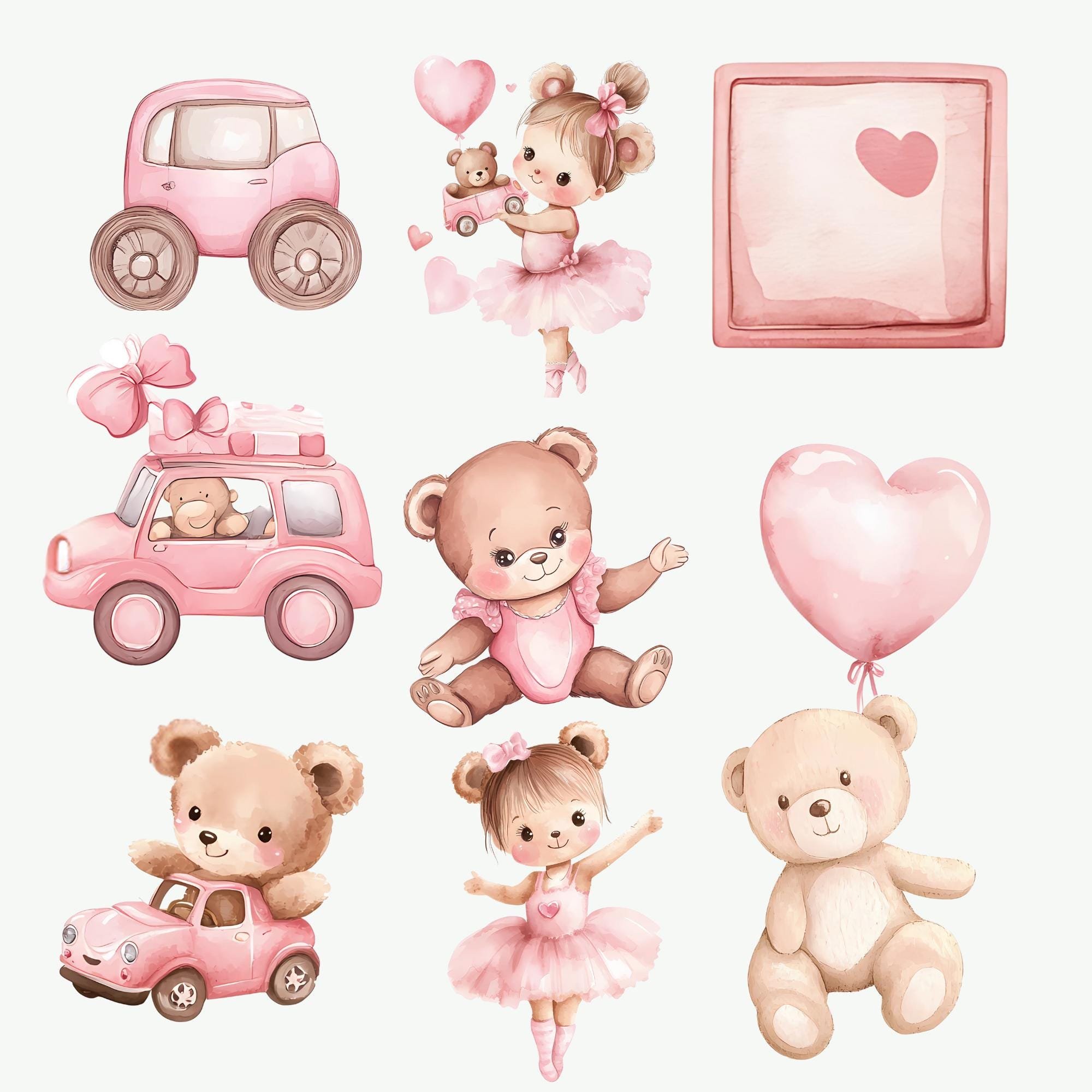 Watercolor Baby Girl Clipart – 37 PNG Elements, 300 DPI, Perfect for ...