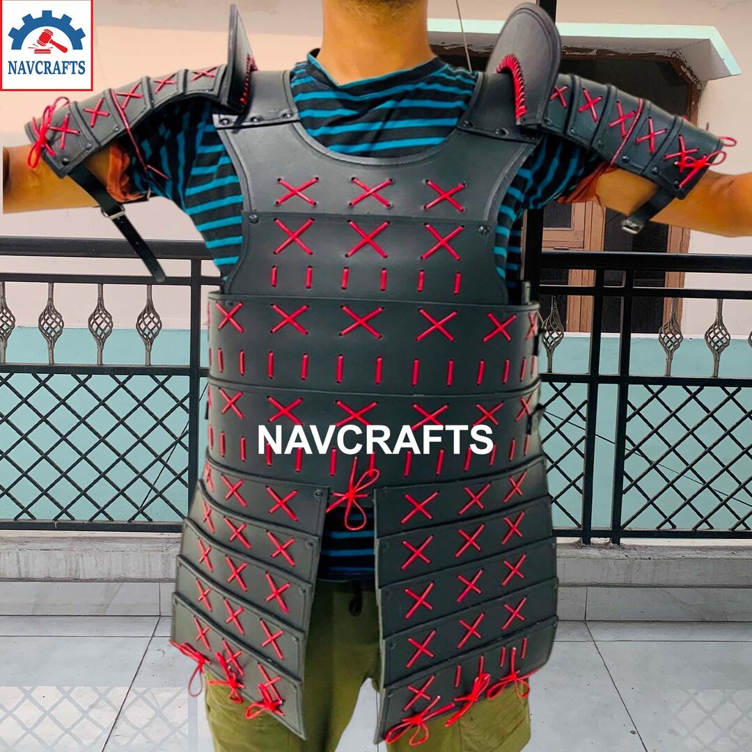 Medieval Samurai Leather Cuirass With Pauldrons Fantasy Armor Viking ...