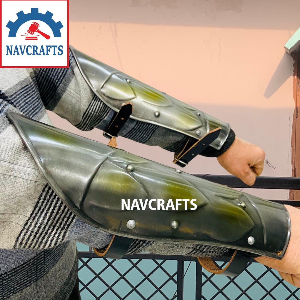 Dark Finish Bracers, Medieval Arm Guards, Arm Protection With Leather ...