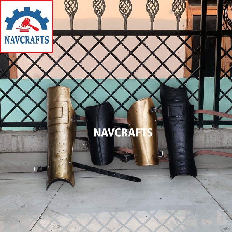 Halloween Greek Roman Leg Guard and Arm Guard Set, Steel Spartan ...