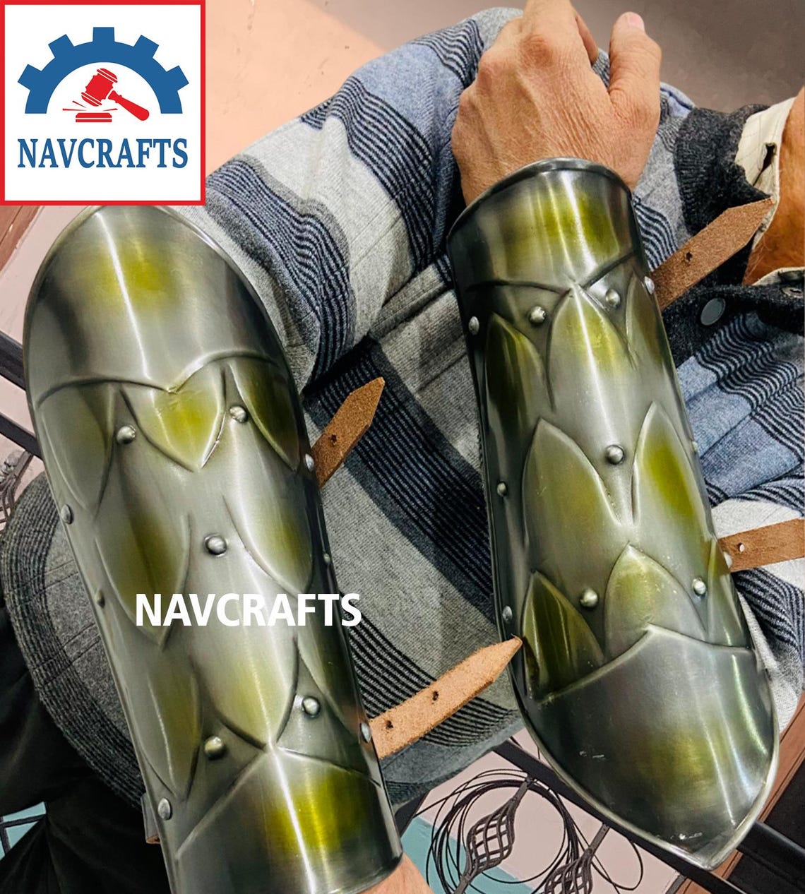 Dark Finish Bracers, Medieval Arm Guards, Arm Protection With Leather ...