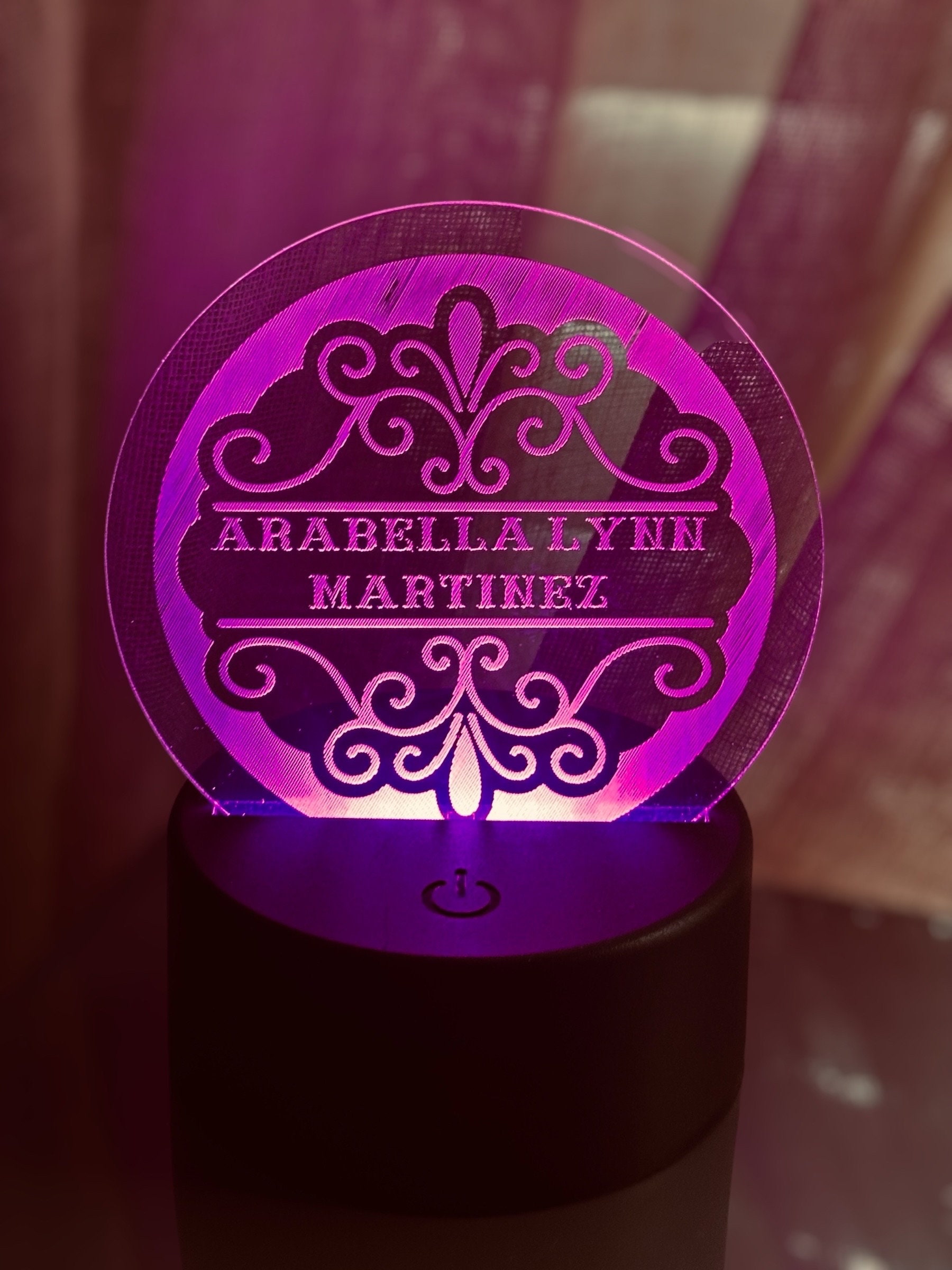 Personalized Engraved Decorative Name Design W/ Light up LED Base - Etsy