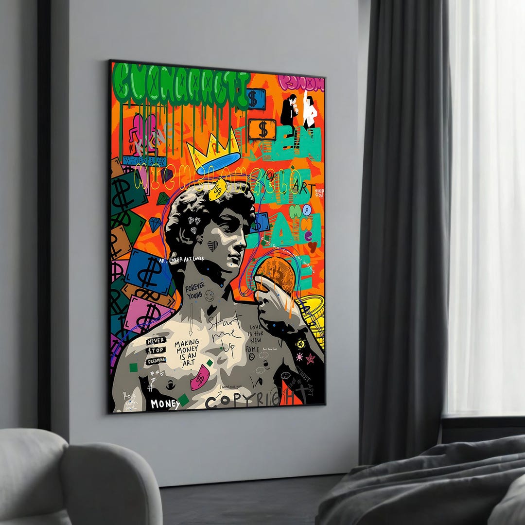 Colorful Graffiti David Canvas Painting – Modern Urban Art With ...