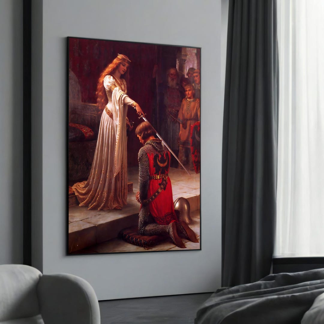 Edmund Leighton 'the Accolade' Canvas Painting – A Regal and Timeless ...